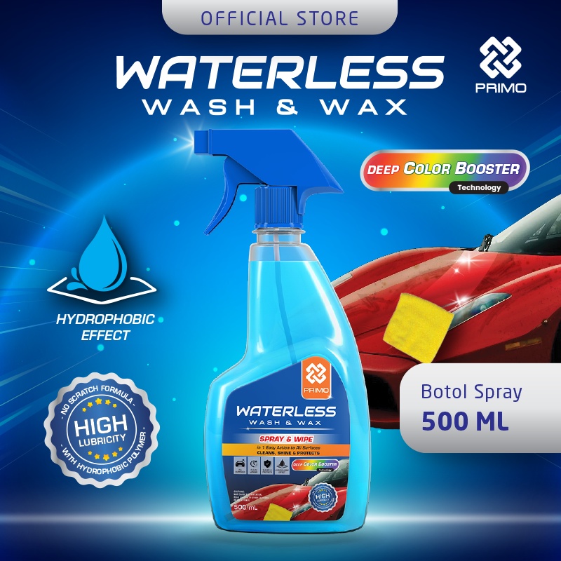 Jual PRIMO WATERLESS HYDROPHOBIC WASH & WAX Pencuci Mobil/Motor Tanpa ...