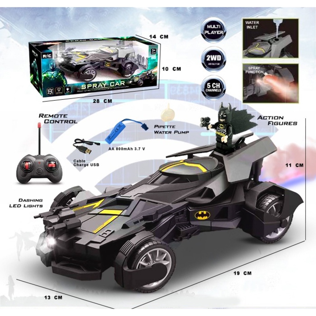 Jual Mainan Mobil Remote Control Batmobile Smoke Spray 1:20 Baterai ...