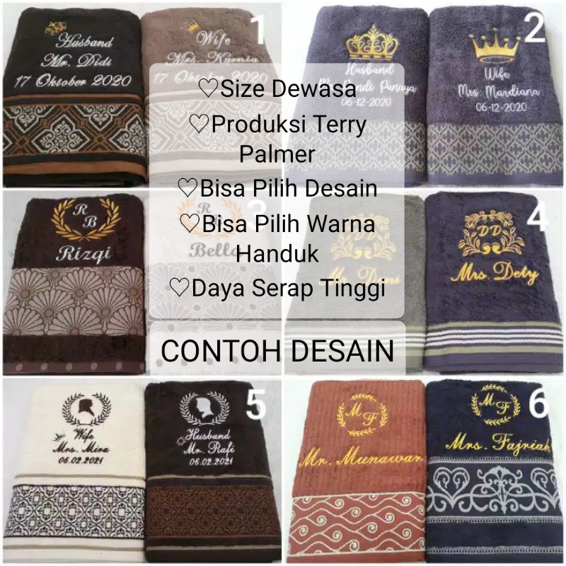 Jual (2 HANDUK) PAKET HEMAT HANDUK COUPLE BORDIR SIZE DEWASA "LIVE ...