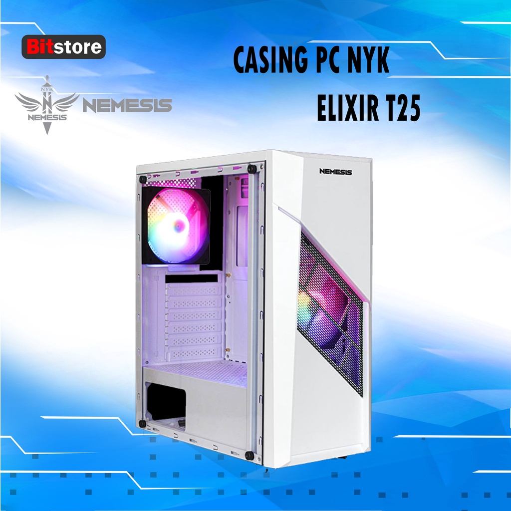 Jual CASING CASE PC KOMPUTER GAMING NYK T25 ELIXIR PUTIH HITAM RGB ...