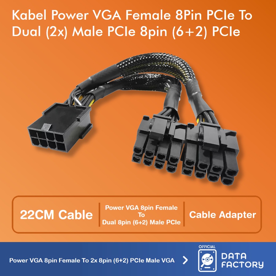 Jual Kabel Power PCI Express 8pin Female to Dual 8pin 6+2 Male VGA PSU ...