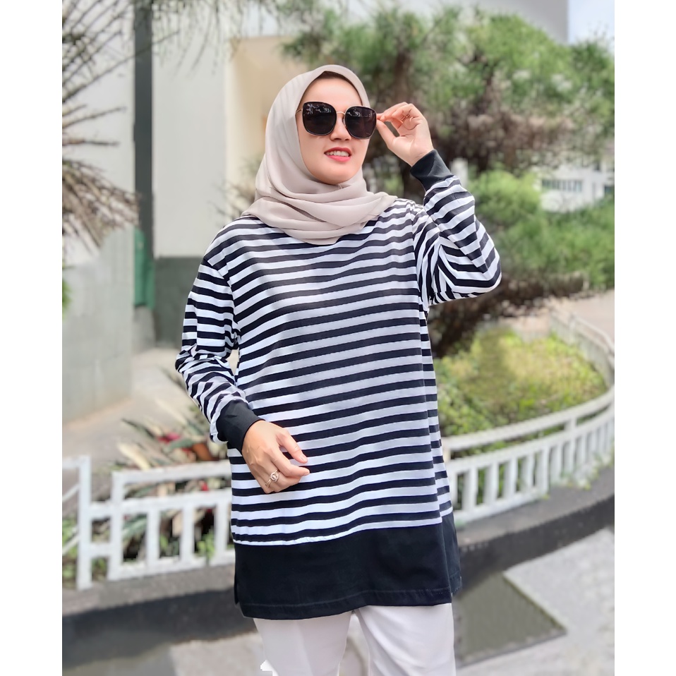 Jual Garena Oversize Stripe Top Lengan Panjang / Kaos Wanita Salur ... Jual Garena Oversize Stripe Top Lengan Panjang / Kaos Wanita Salur ...