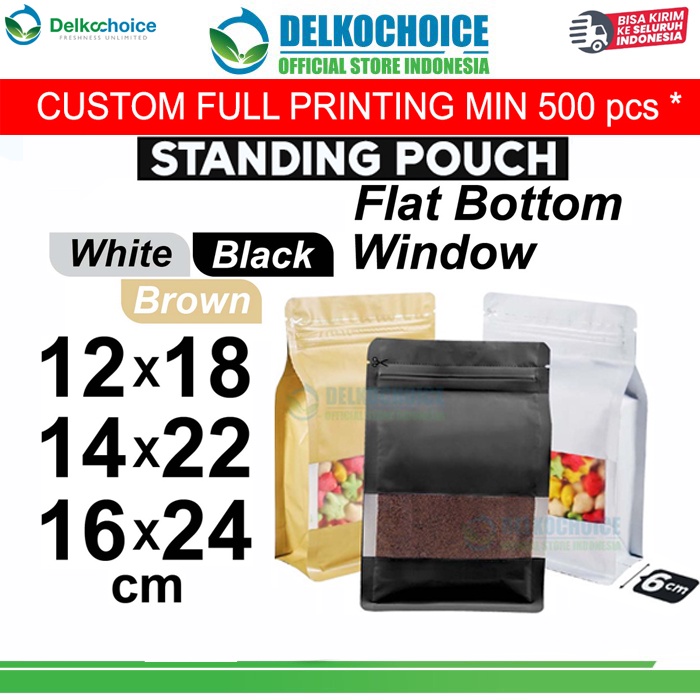Jual FLAT BOTTOM WINDOW Standing Pouch WARNA ALU FOIL Plastik Klip ...