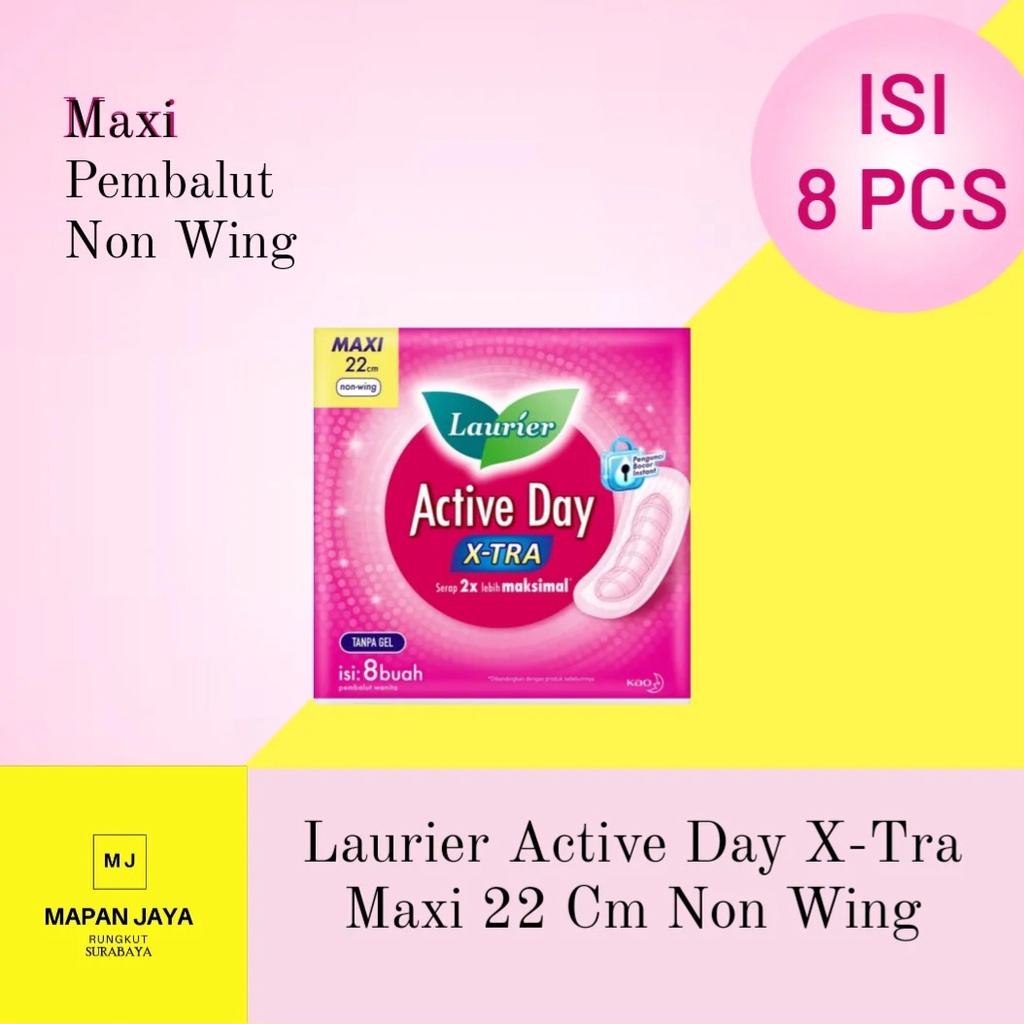 Jual Laurier Active Day Extra Super Maxi Non Wing 22 Cm isi 8 Pads ...