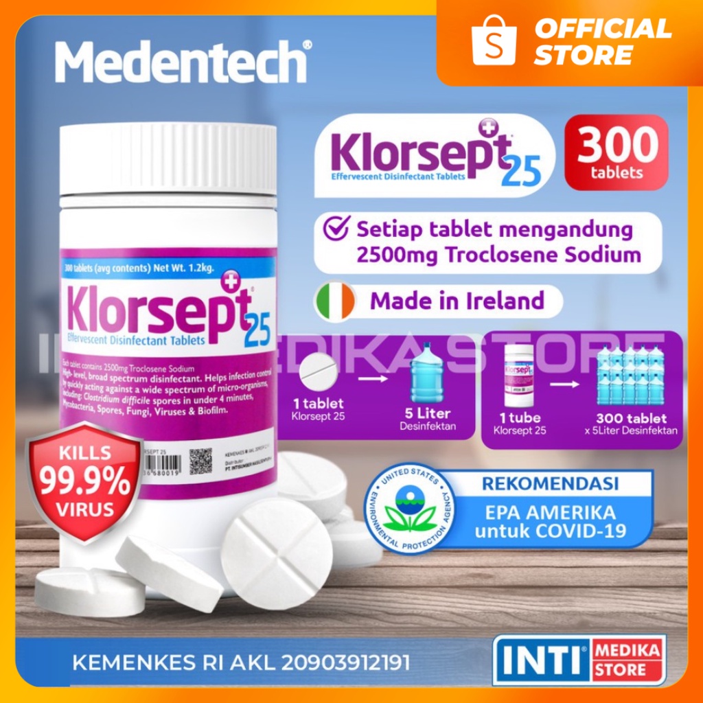 Jual MEDENTECH - Klorsept 25 / Desinfektan Ruangan / Antiseptik Tablet ...