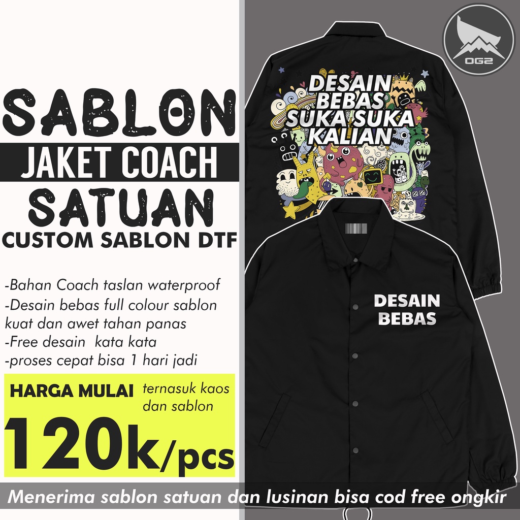 Jual jaket coach custom satuan desain bebas lusinan bisa windbraker OG2 ...