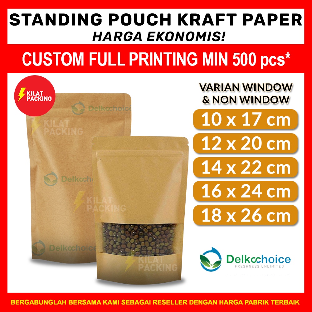 Jual STANDING POUCH KRAFT PAPER COKLAT VARIAN EKONOMIS / PLASTIK KLIP ...