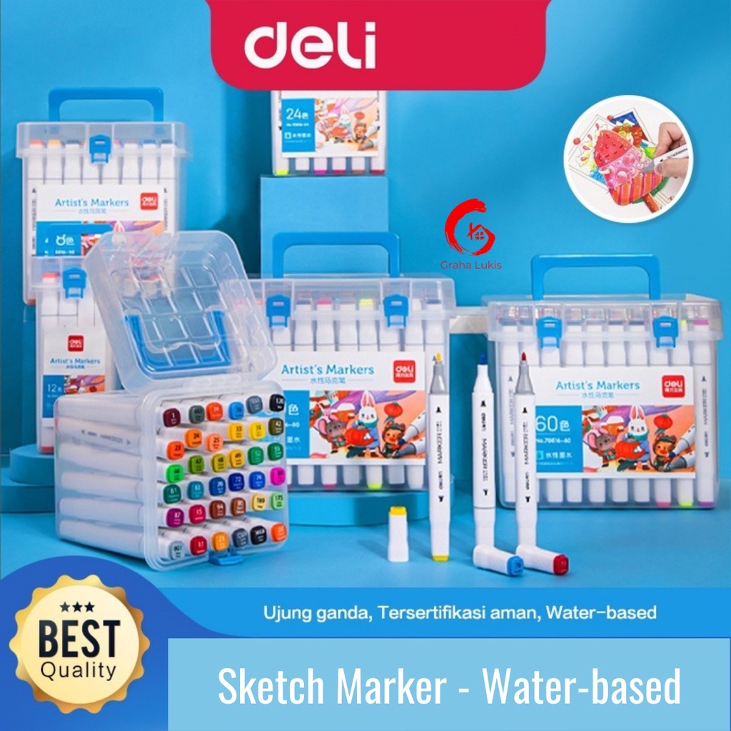Jual Deli Marker color Water based / Spidol Sketch Double Nib (Bullet ...