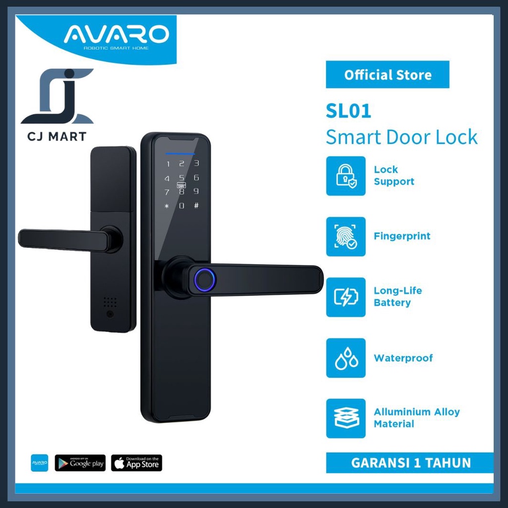 Jual AVARO Smart Door Lock Handle RFID- Fingerprint Waterproof - SL01 | Shopee Indonesia