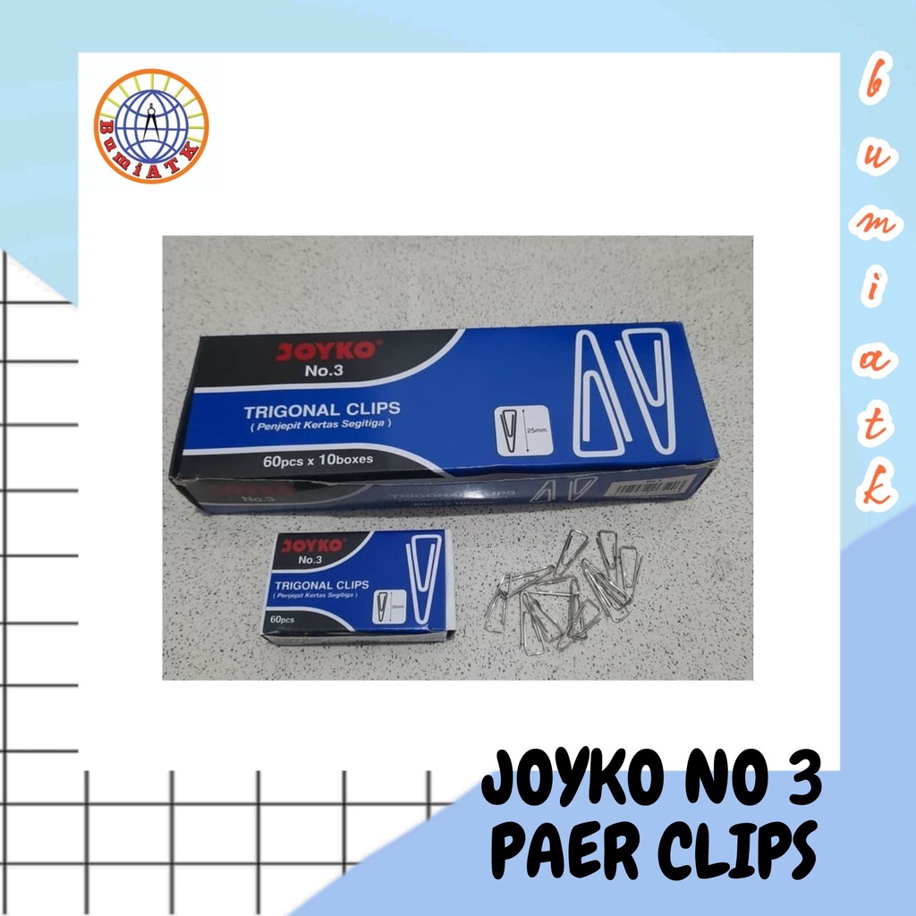 Jual PENJEPIT KERTAS / KLIP KERTAS / PAPERCLIP / TRIGONAL CLIP / JOYKO ...