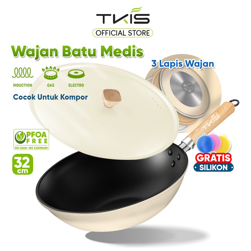Jual TKIS TK-852 Wok Pan Anti Lengket 32 CM Wajan Penggorengan Anti ...