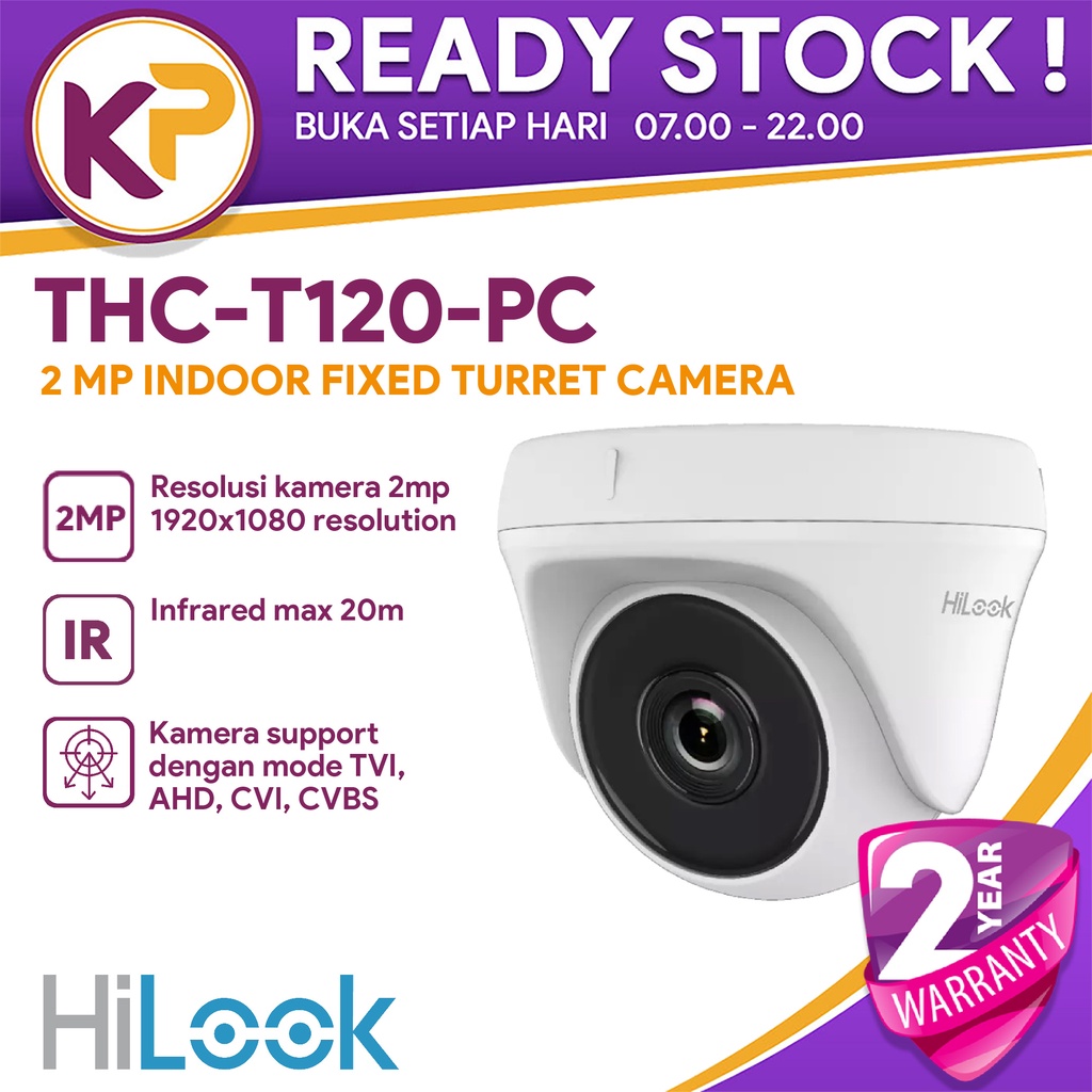 Jual HILOOK THC-T120-PC 2 MP INDOOR FIXED TURRET CAMERA GARANSI RESMI ...