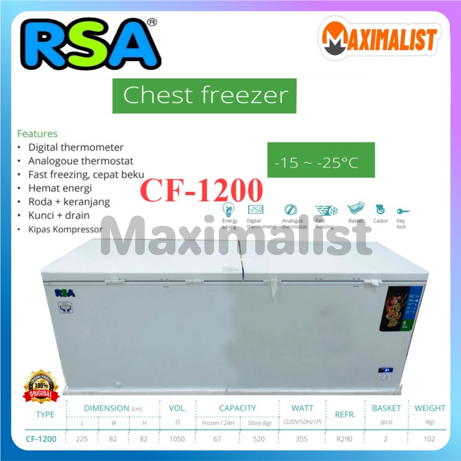 Jual RSA CF-1200 CF1200 CF 1200 Chest Freezer - Box Pembeku - Kabinet ...