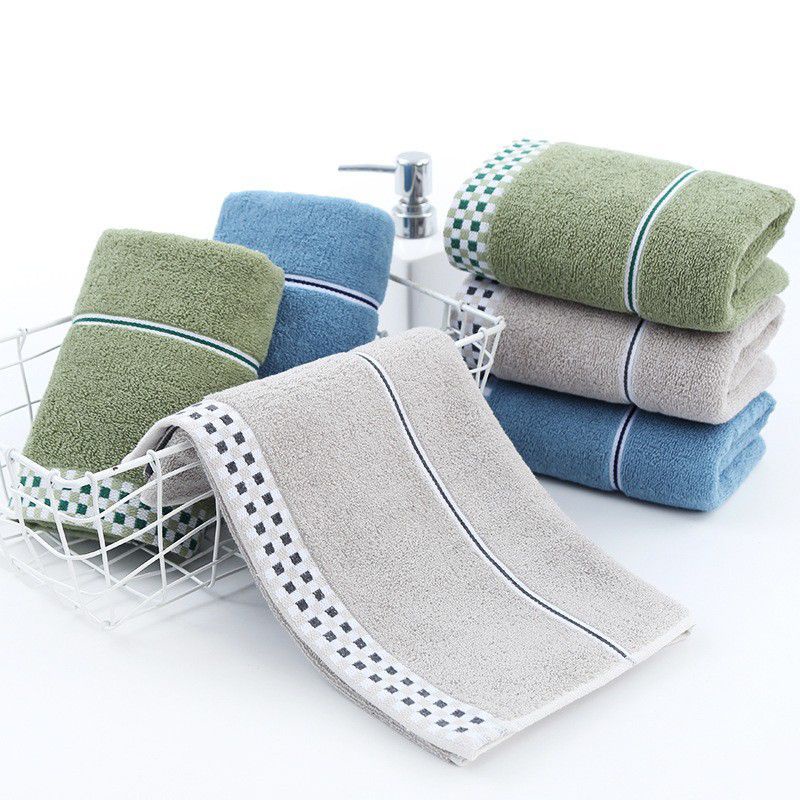 Jual Handuk Muka Handuk olahraga Bahan Katun list motif kotak handuk ...