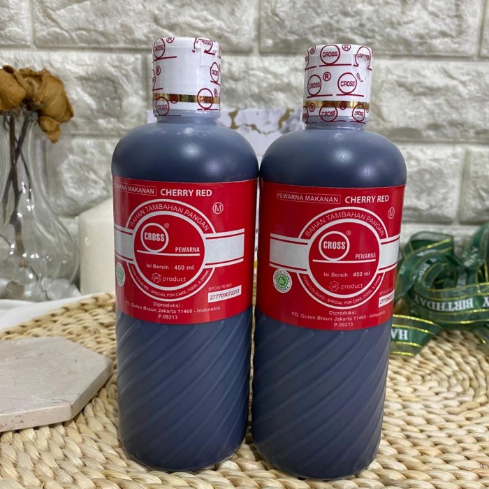 Jual CROSS FOOD COLORING CHERRY RED 450 ML - PEWARNA MAKANAN MERAH ...