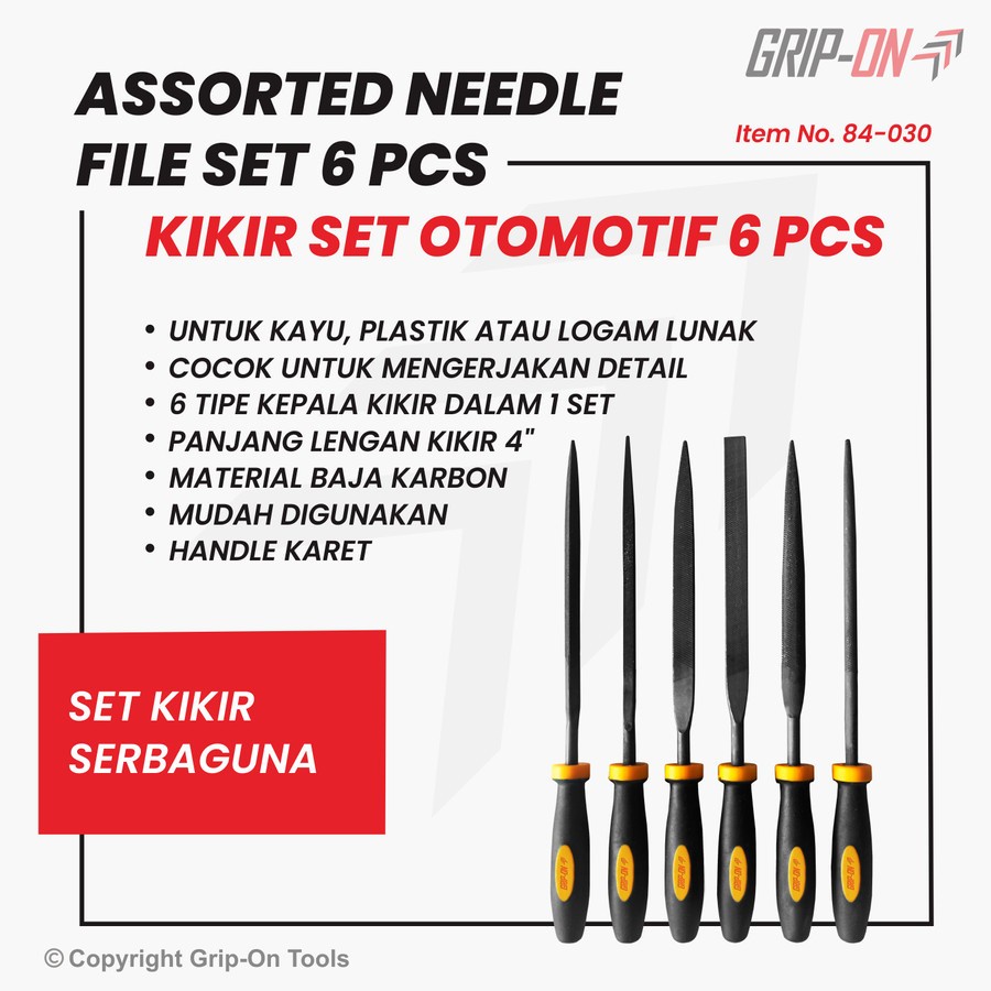 Jual GRIP ON 84-030 Kikir Set Mini 6 Pcs - Kikir Besi Kayu Files 100 mm ...