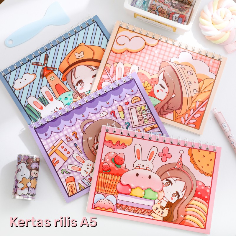 Jual 40 lembar Buku tempel stiker aesthetic imut A5 Tempat koleksi ...