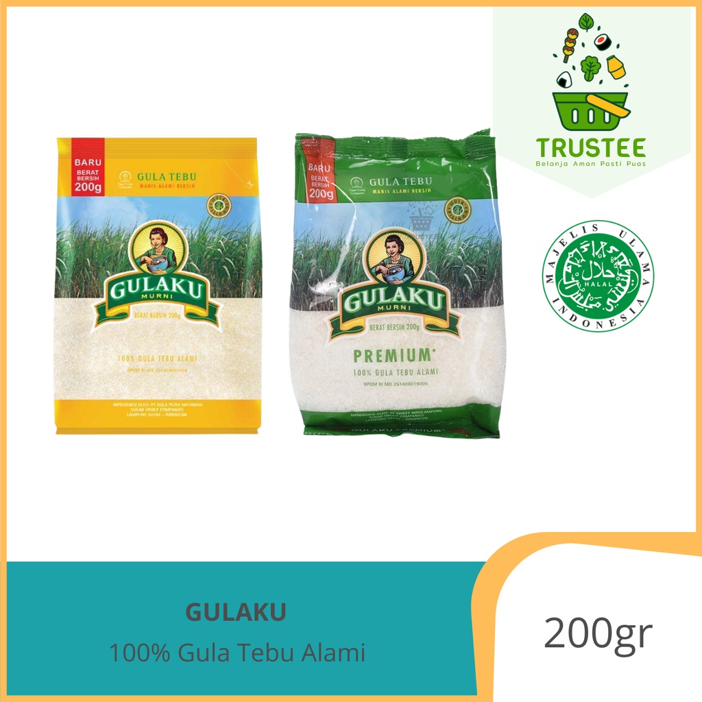 Jual GULAKU Gula Pasir Premium Sugar 200gr Tebu Murni Kristal Alami ...