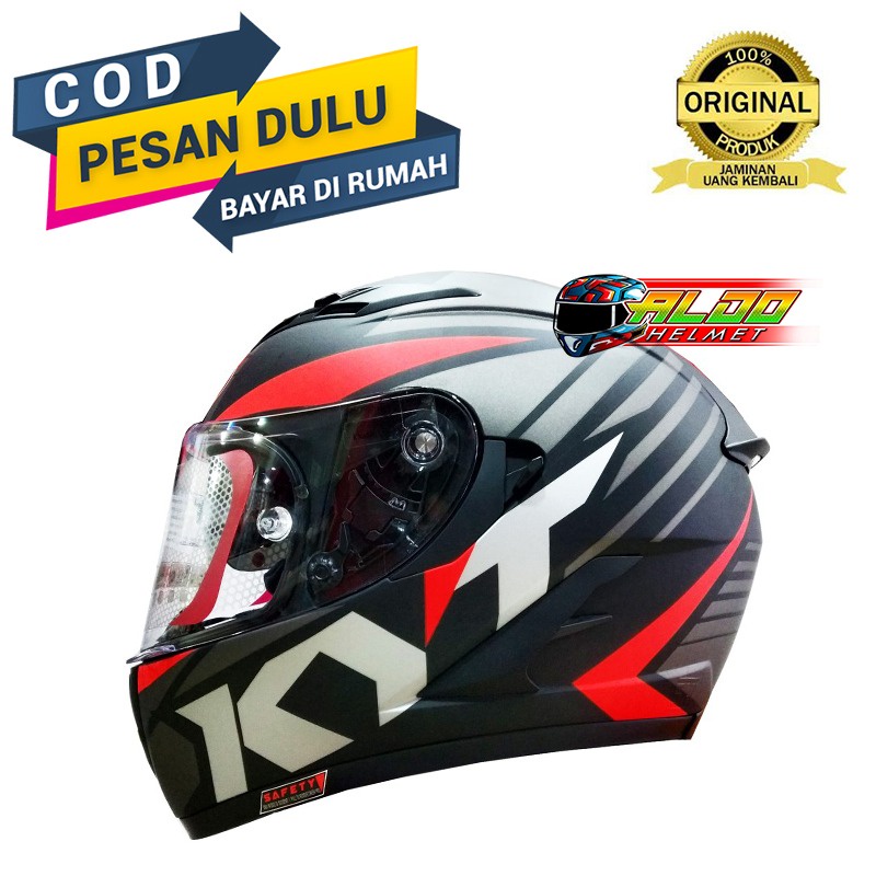 Jual HELM FALCON MOTIF RADIANT BLACK MATT RED / KYT FALCON DOUBLE VISOR ...