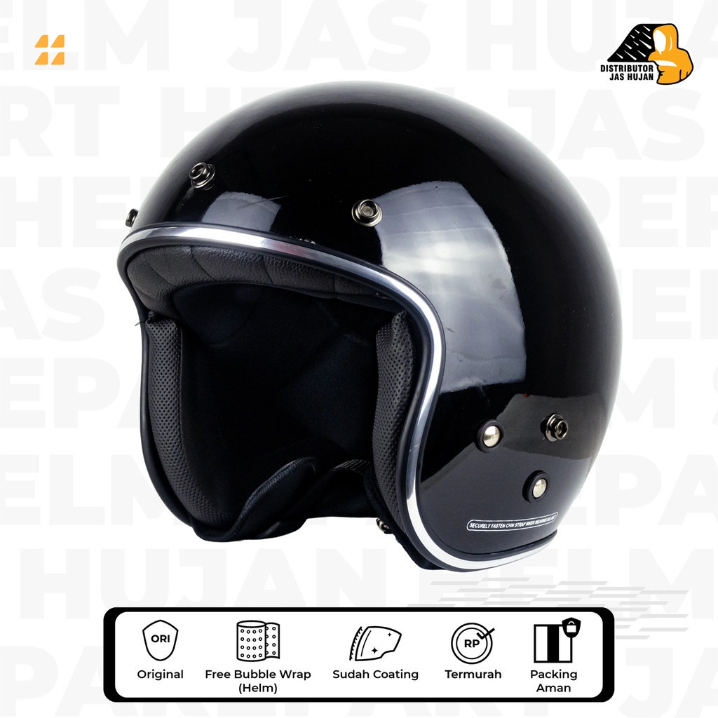 Jual Helm Bogo List Chrome Black Glossy Custom | Shopee Indonesia