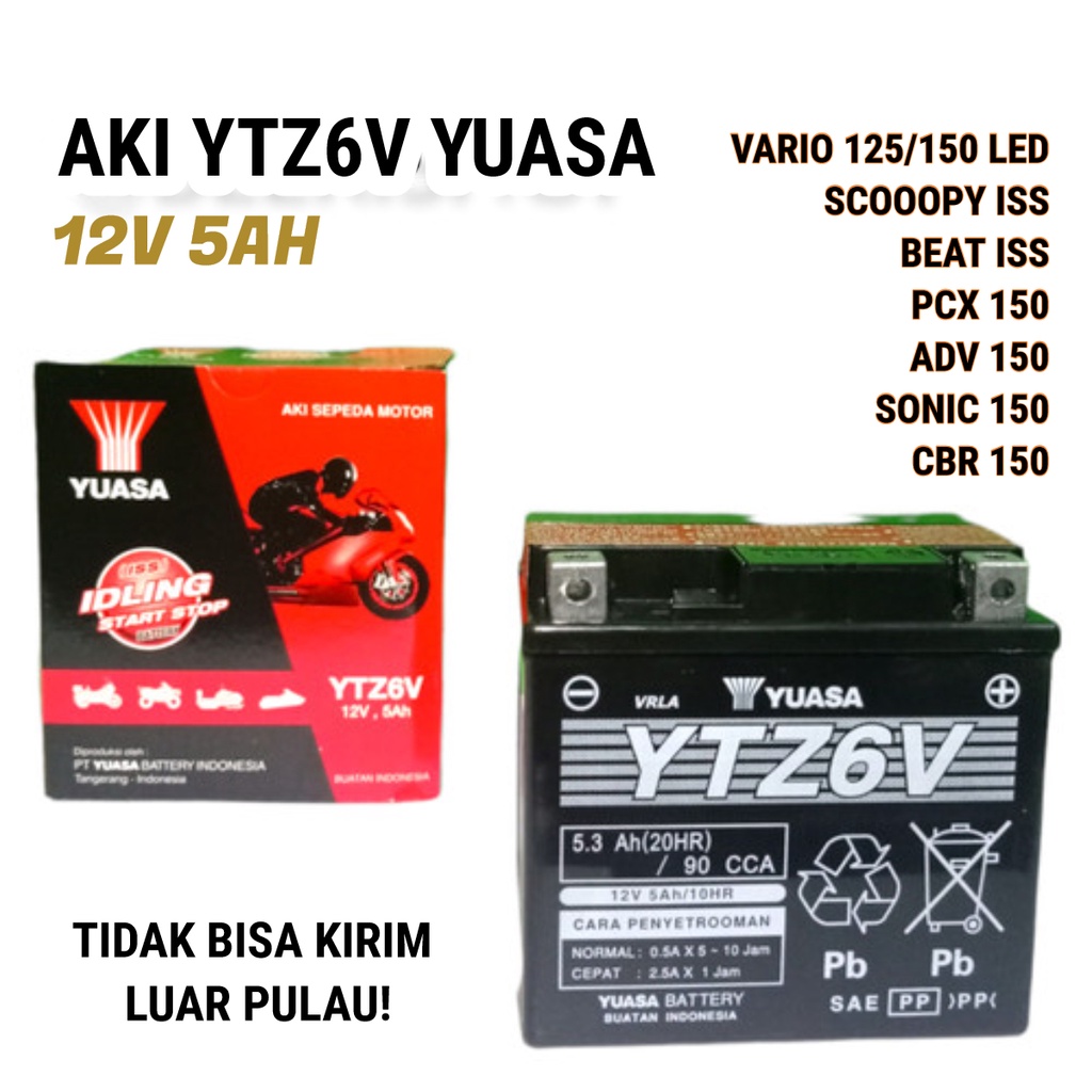 Jual AKI ACCU MOTOR GS GTZ6V // AKI YUASA YTZ6V | Shopee Indonesia