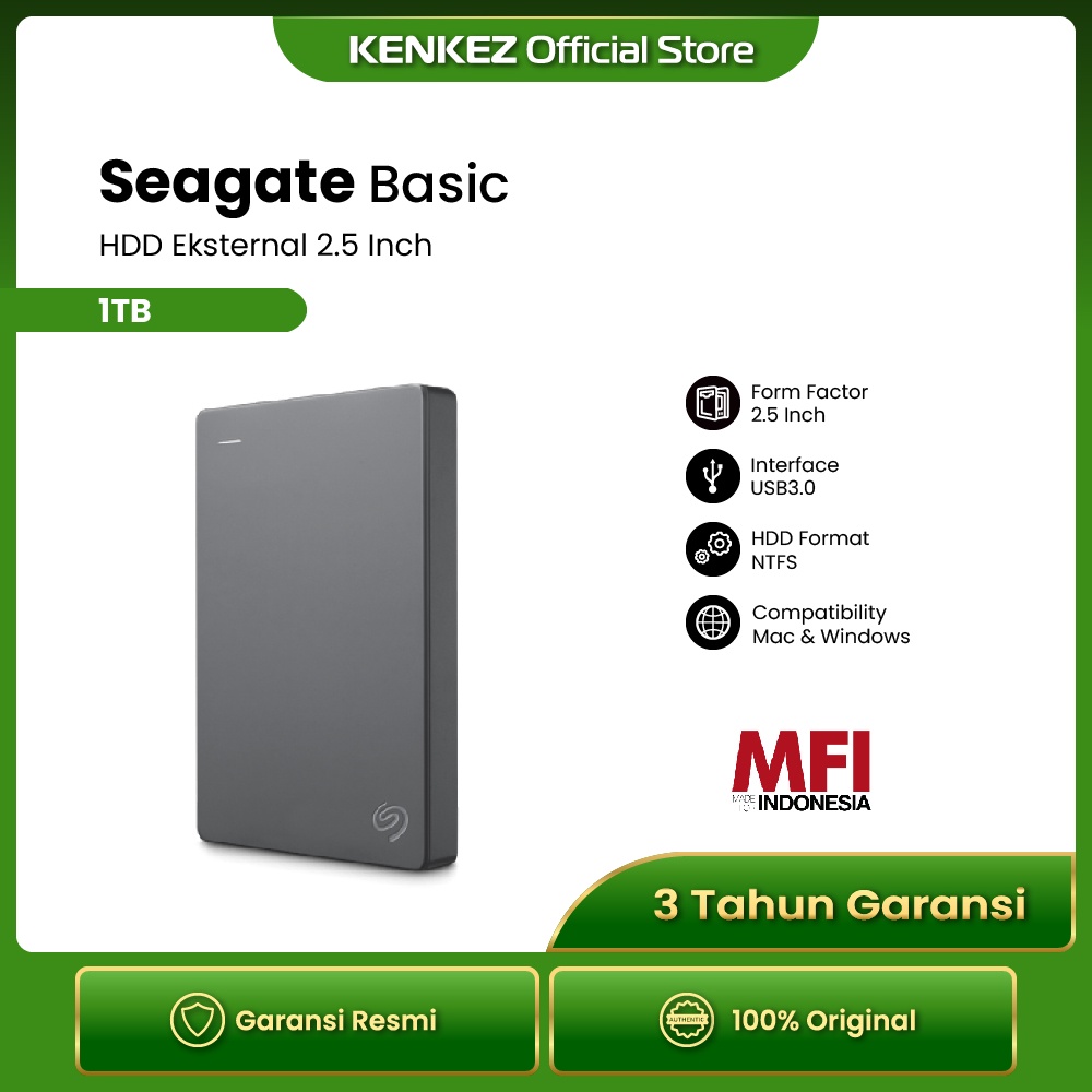 Jual Seagate Basic Portable HDD / Hardisk Eksternal 1TB USB3.0 | Shopee Indonesia