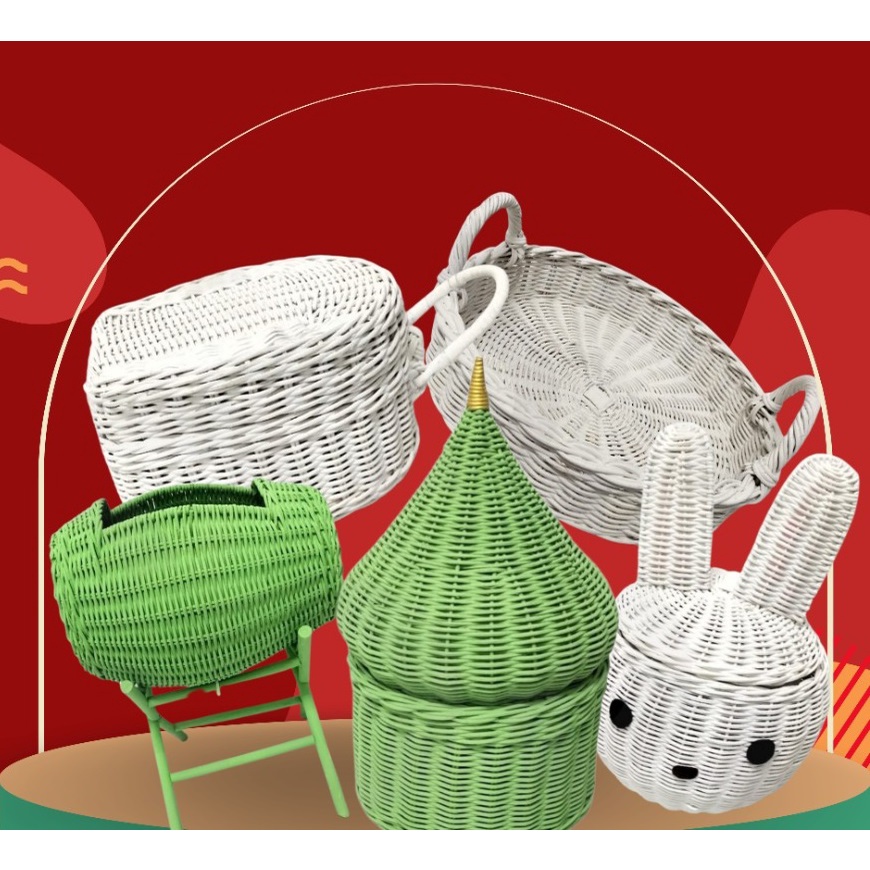 Jual [1 Pcs] Keranjang Rotan Karakter / Hampers Rotan / Nampan Rotan ...