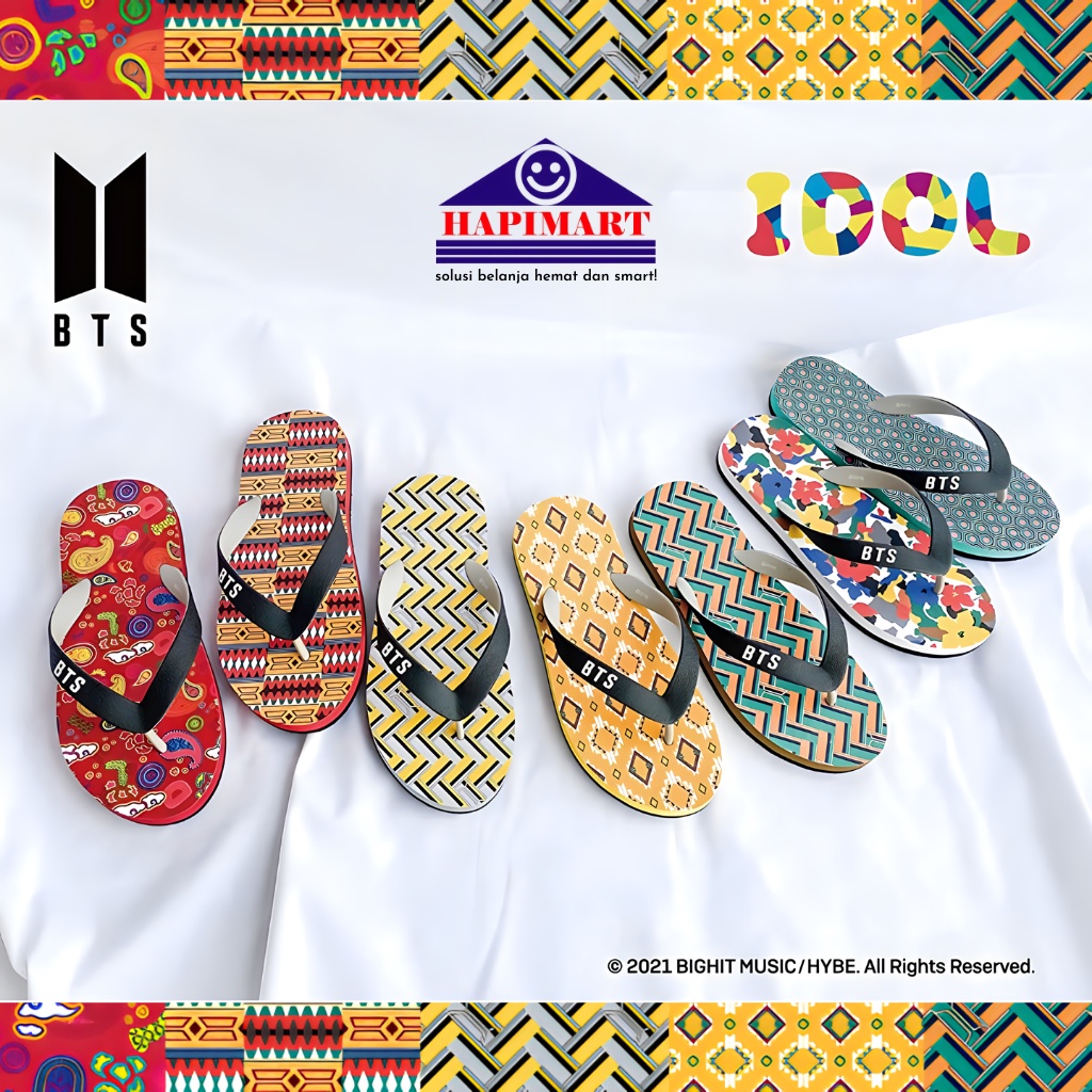 Jual Merchandise Sandal BTS Idol License Flipflop Sendal Kpop Viral ...