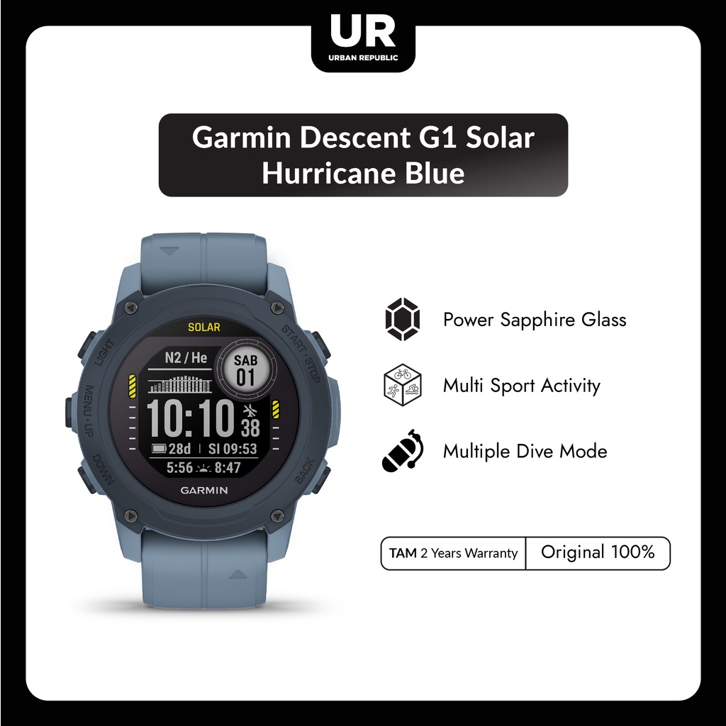 Jual Garmin Descent G1 Solar - Hurricane Blue | Shopee Indonesia
