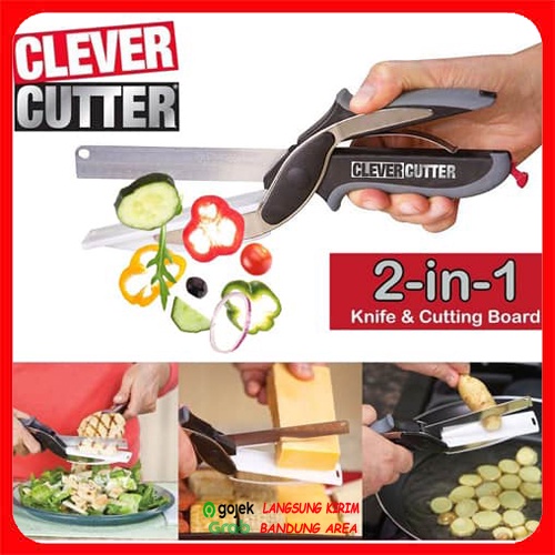 Jual Pisau Dapur Clever Cutter Pisau Potong Gunting dan Talenan Dapur ...