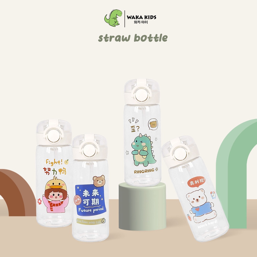 Jual Wakakids Botol Minum Anak Karakter Lucu Food Grade Dengan Sedotan ...