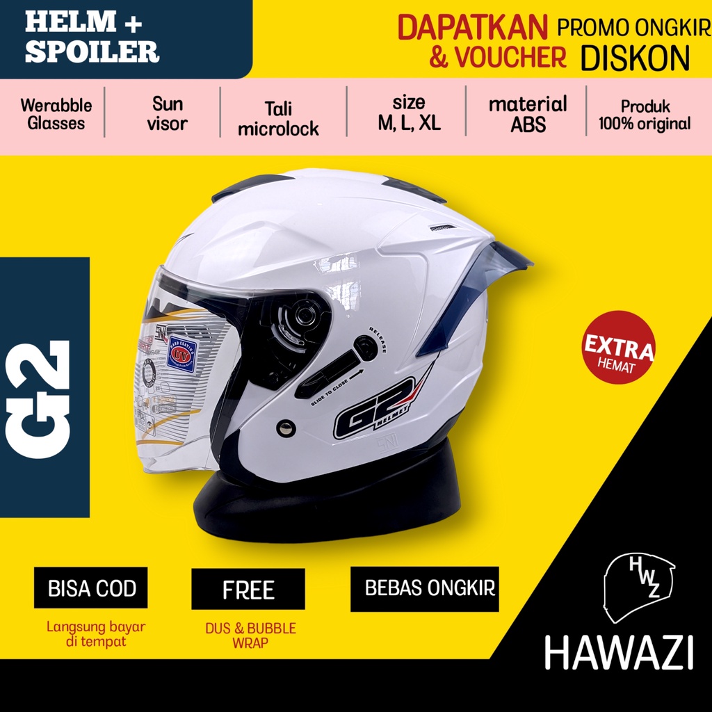 Jual HELM HALF FACE G2 OPTIMAX SOLID PAKET SPOILER | HELM MODEL INK ...