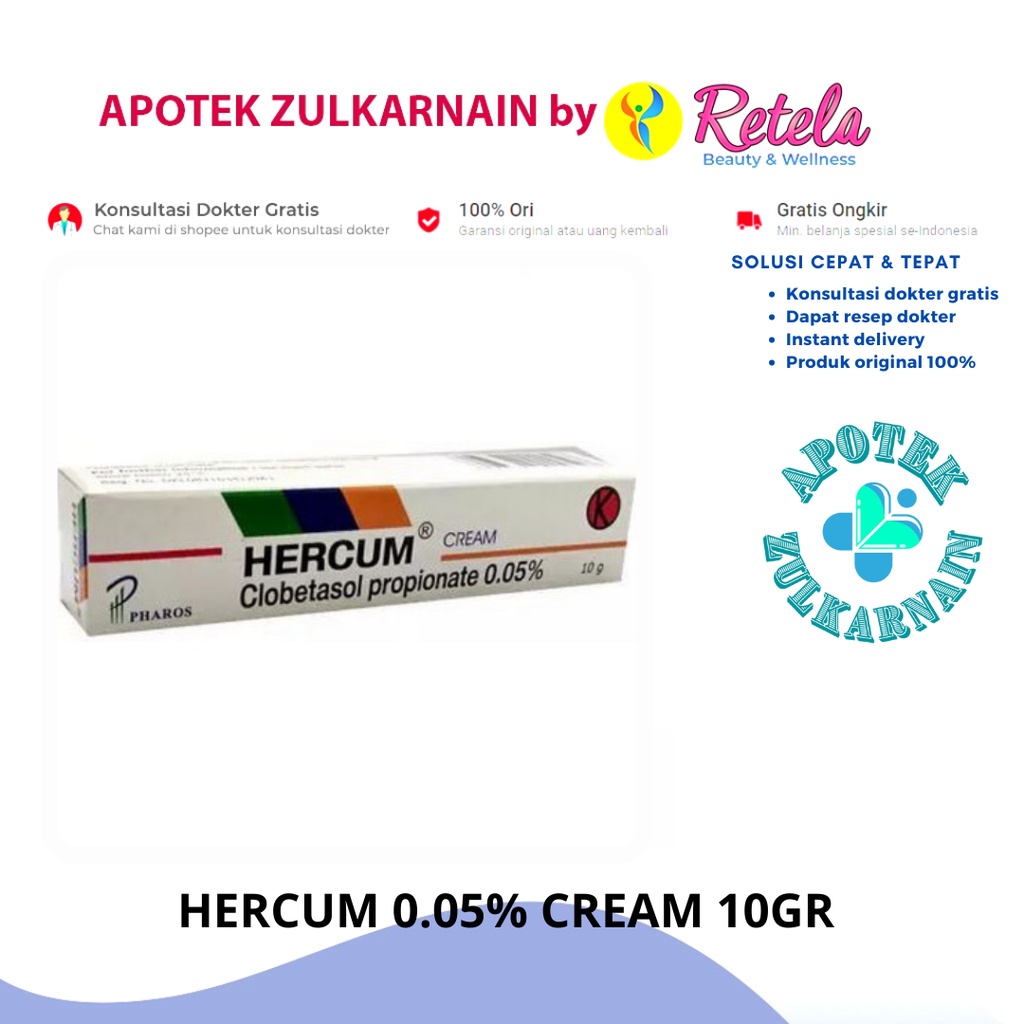 Jual HERCUM 0.05% CREAM 10GR | Kortikosteroid Psoriasis clobetasol ...