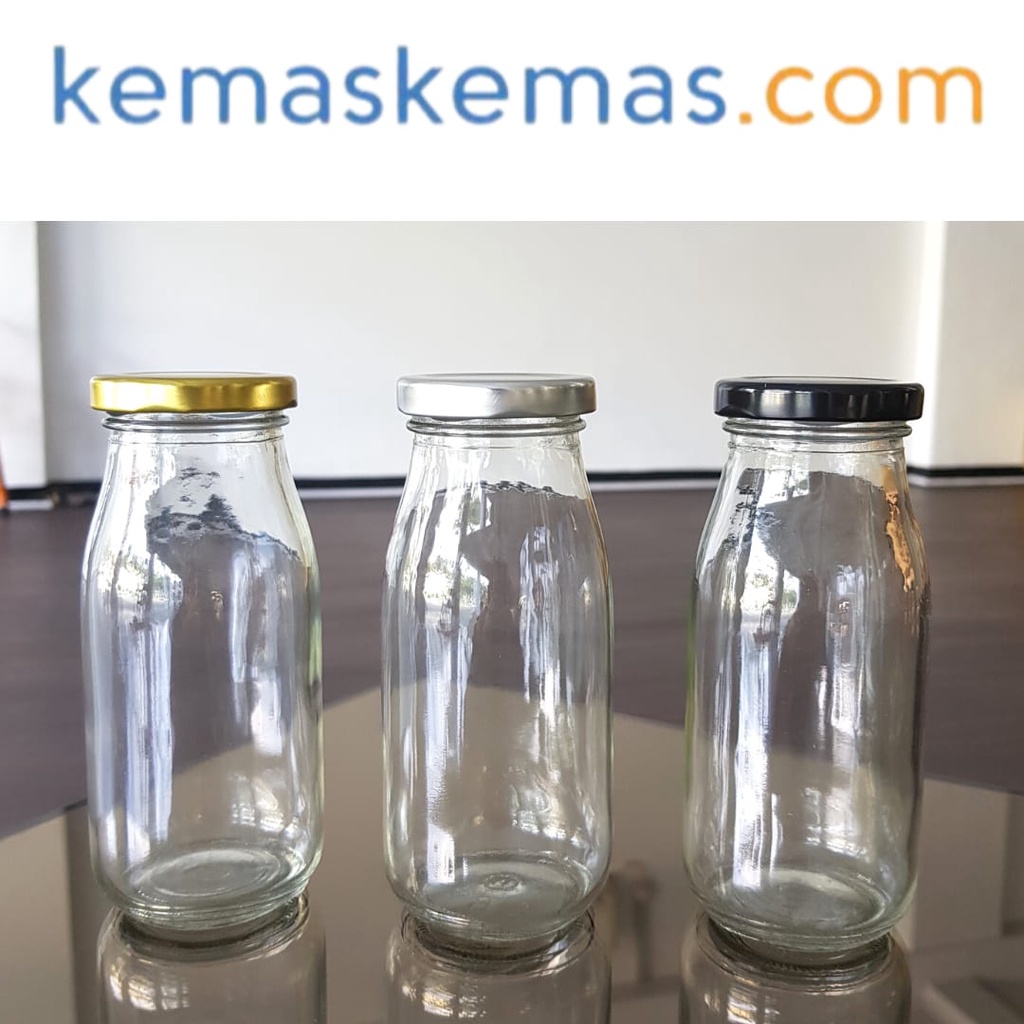 Jual Botol Kaca Jus 250ml + Tutup | Glass Milk Bottle | Botol Sirup ...