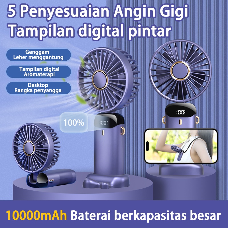 Jual Kipas Angin Mini Portable USB 10000mAh 5-Speed Wind Kipas Angin ...