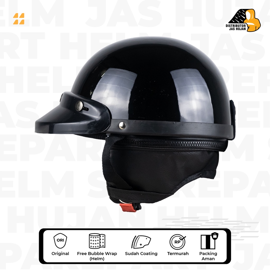 Jual Helm Chips Retro Black Glossy | Shopee Indonesia