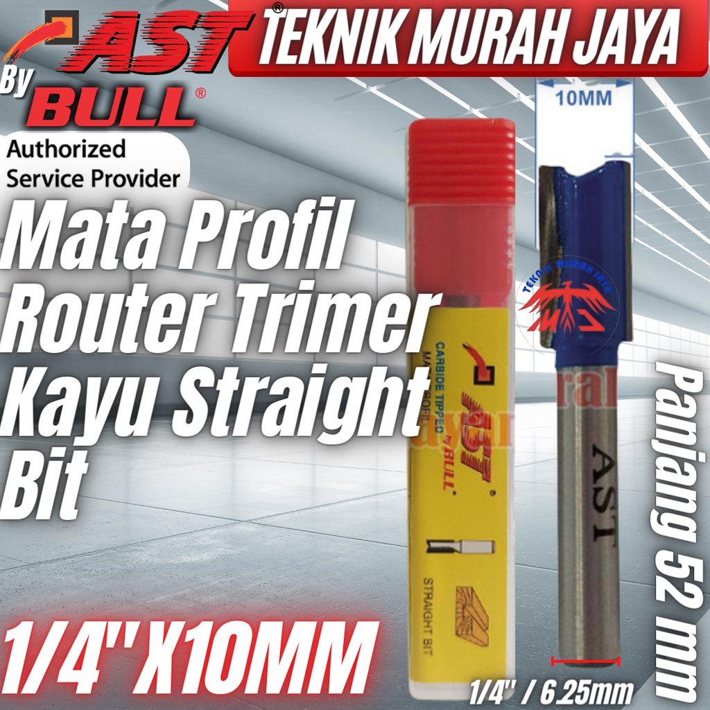Jual AST 1/4" X 10 MM Mata Profil Router Trimer Kayu Straight Bit Lurus ...