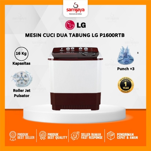 Jual MESIN CUCI DUA TABUNG LG P1600RTB / P 1600RTB KAPASITAS 16 KG ...