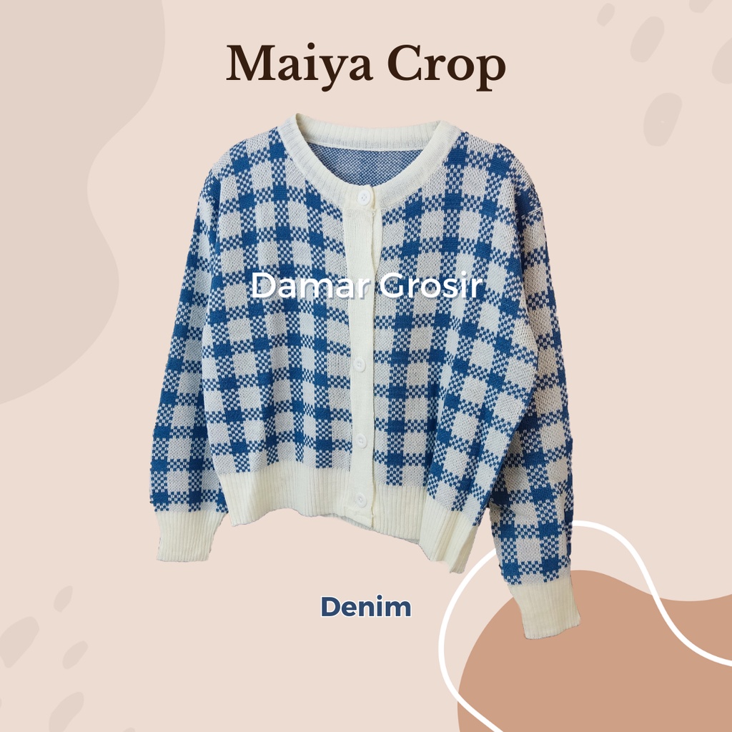 Jual Maiya Crop Cardi / Cardigan Wanita / Kardigan Rajut / Cardie Knitt / Outer Motif Kotak ...