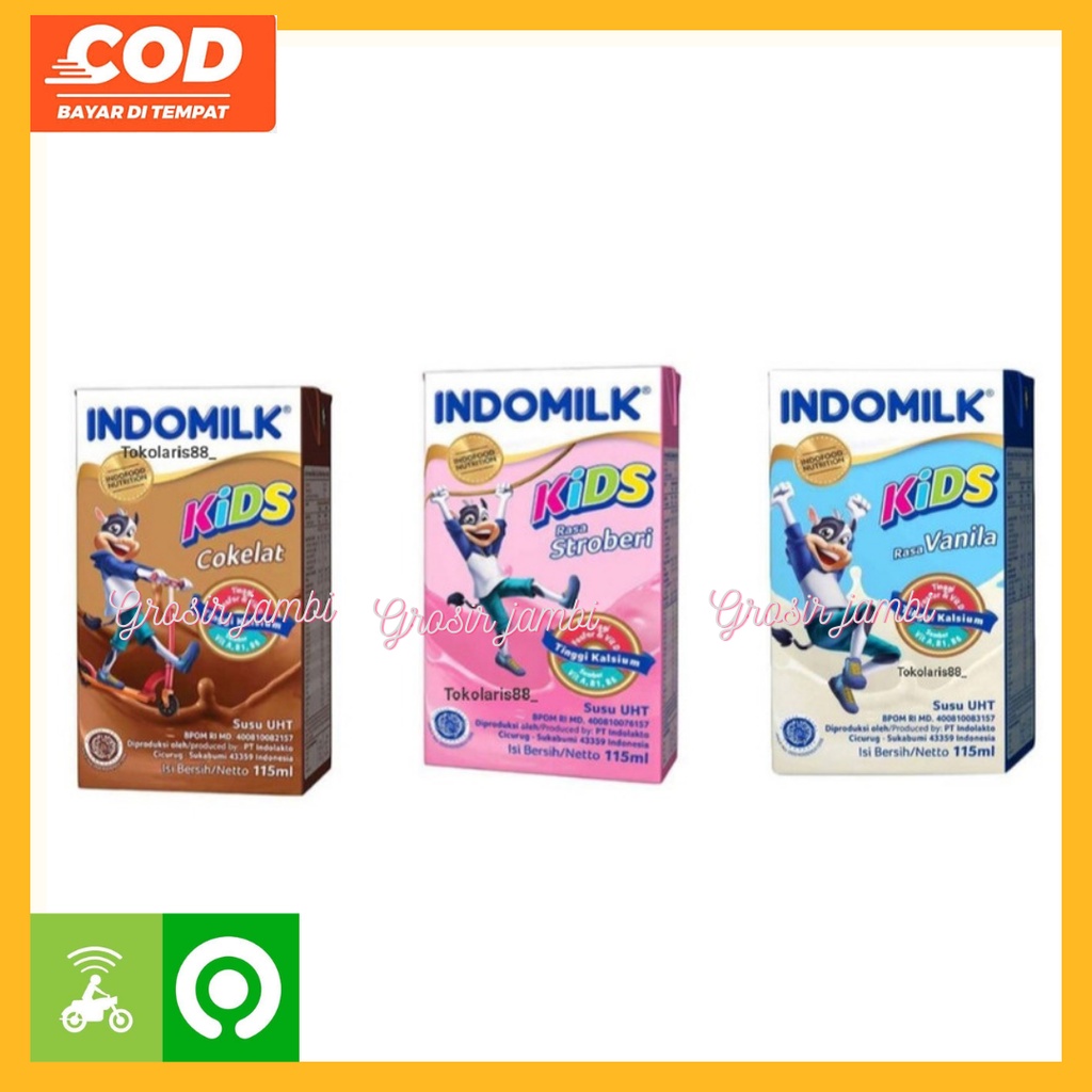 Jual Indomilk kids 115 ml Susu Indomilk kotak kemasan 115ml rasa coklat Vanila strawberry ...