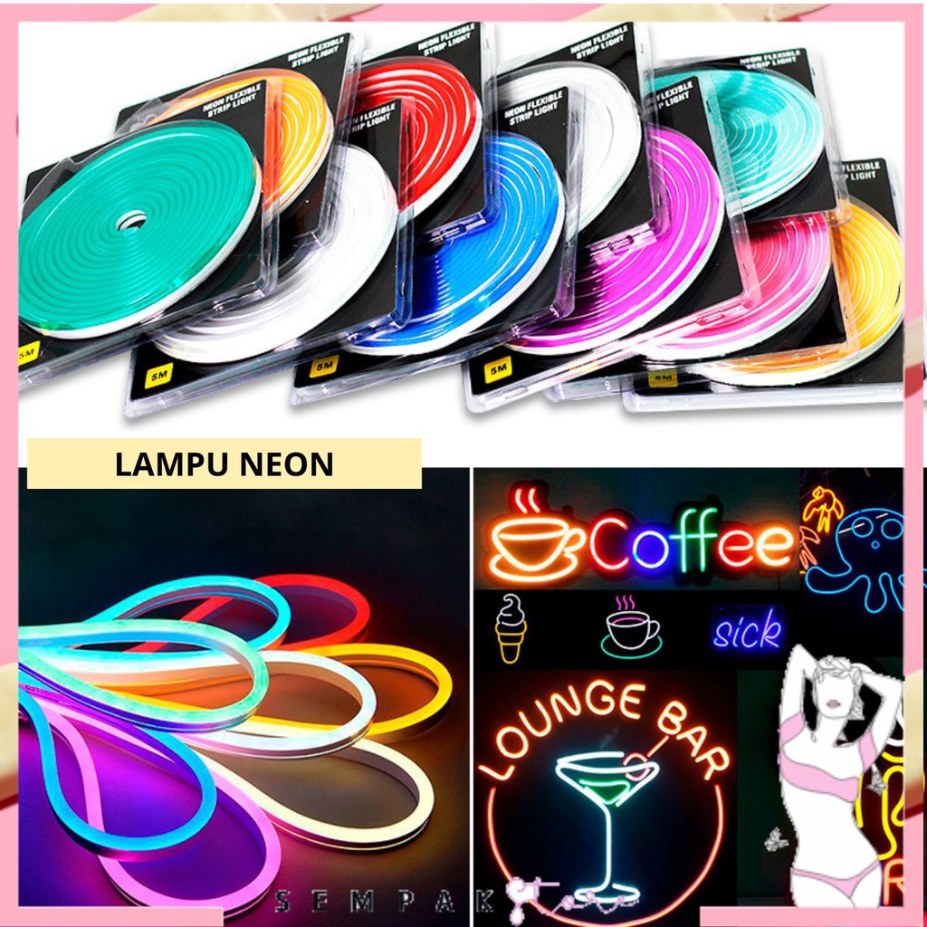 Jual SS Lampu Neon Flex LED Strip Selang Panjang 5M DC 12V Waterproof ...