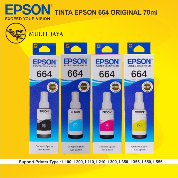 Jual Tinta Epson 664 Original 70ml 1Set Tinta Epson 664 Original (Printer L100/L110/L120 L200 ...