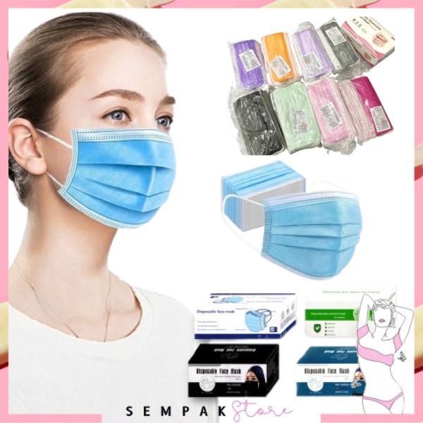 Jual SS Masker Disposable Facemask 3 Layer Mask Isi 50 Pcs Box Masker ...