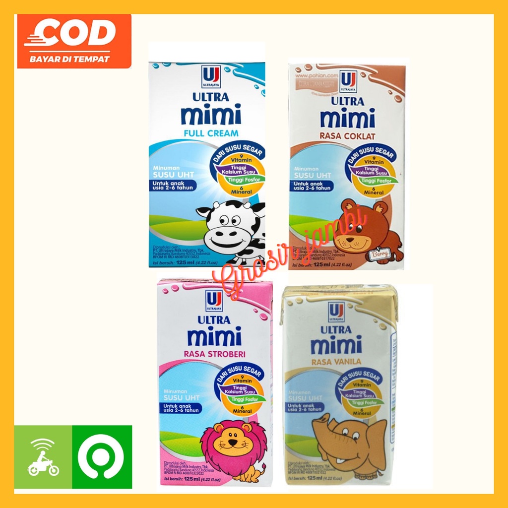 Jual Susu ultra mimi 125ml rasa strawberry coklat vanila full cream ...