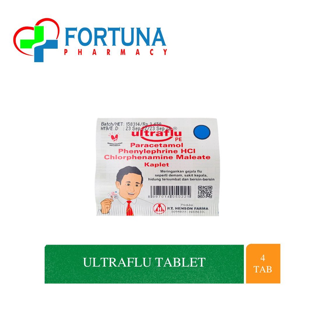 Jual ULTRAFLU TABLET 1 STRIP ISI 4 TABLET FLU/DEMAM | Shopee Indonesia