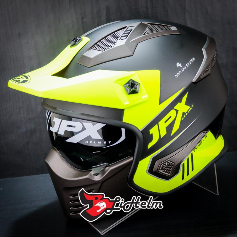 Jual HELM JPX MX726R BLACK DOFF YELLOW | MX X726-R CROSSOVER | FULL ...