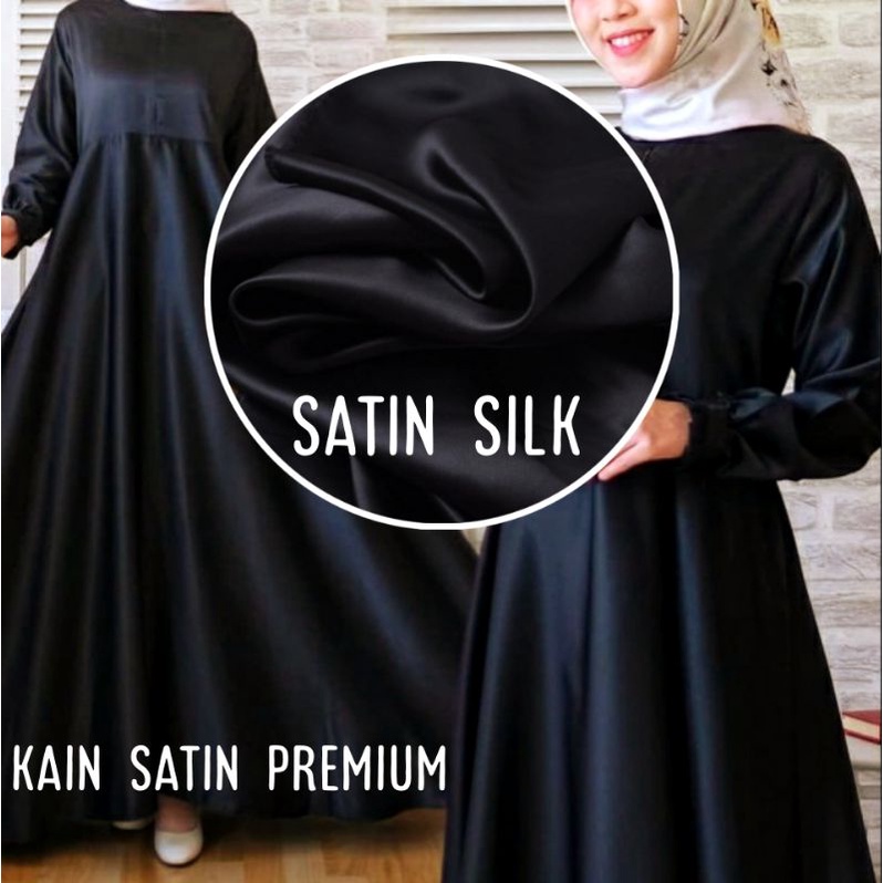 Jual BRIDESMAID Kain Satin Silk Hitam Premium Satin Saten | Shopee ...