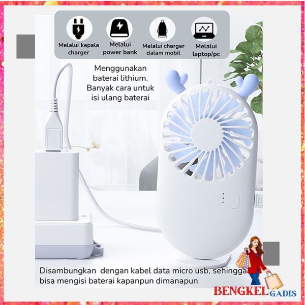 Jual BG Kipas Angin Portable 2 IN 1 Cute Pocket Mini Fan USB Cooling ...