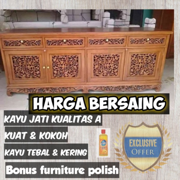 Jual MEJA BUFET BUFFET BUPET TV KAYU JATI PALEMBANG UKIR RUANG TAMU ...