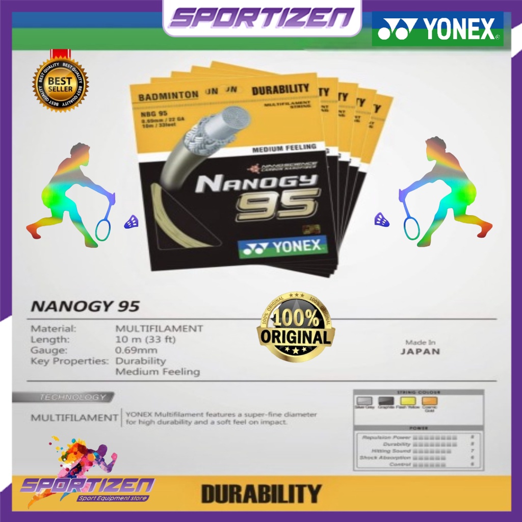 Jual SENAR RAKET BADMINTON YONEX NANOGY 95 ( NBG 95 ) ORIGINAL | Shopee ...
